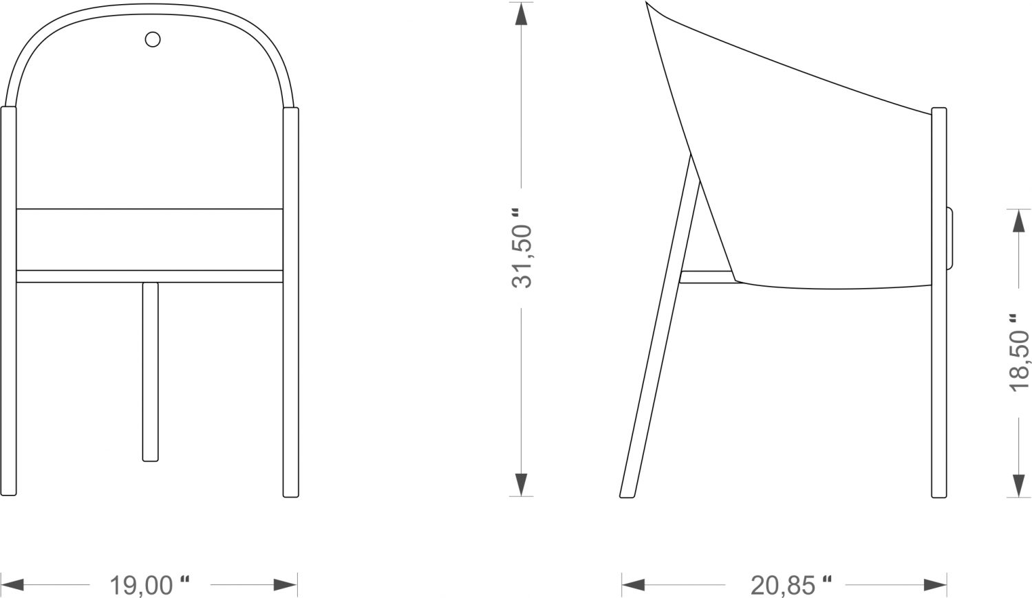 costes_chair_technical-drawing_inch - steelform | the best ...